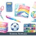 Rainbow School Clipart, Back to School Pngs, Kawaii Student Supplies ...