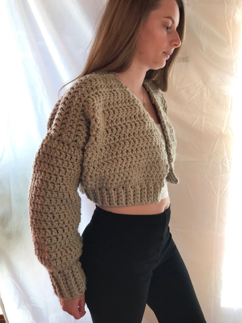 Simple Chunky Crop Cardigan | Crochet Pattern PDF | Size Inclusive ...