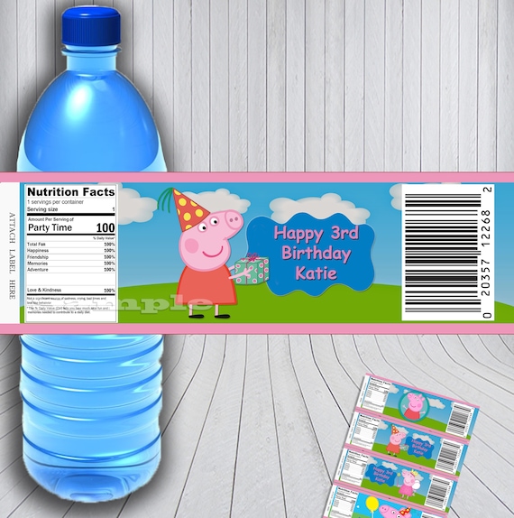 Peppa Pig Customizable Party Labels/water Bottle Label/party - Etsy