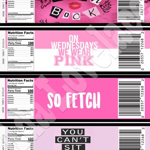 Mean Girls Quote Inspired Party Labels/water Bottle Label/party ...