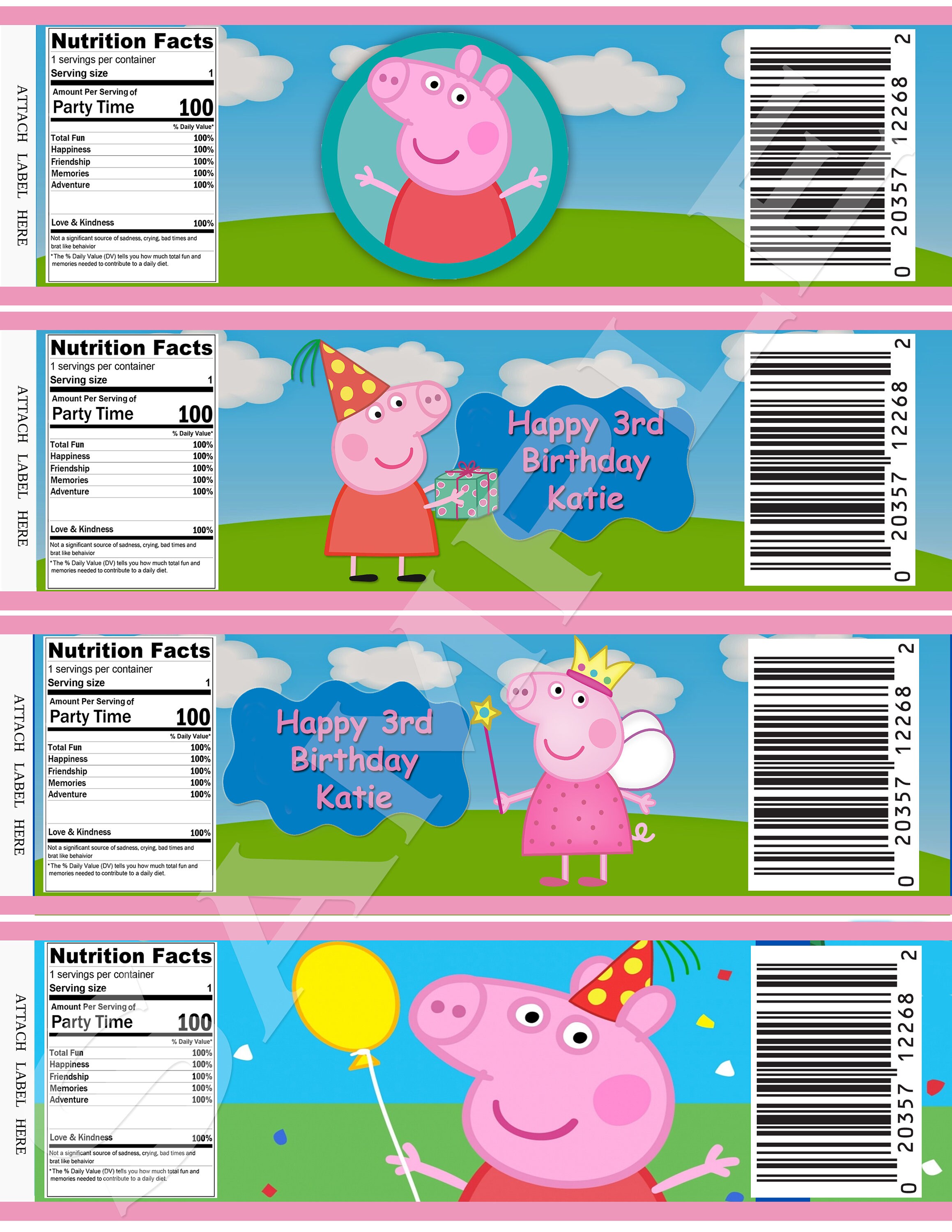 Peppa Pig Customizable Party Labels/water Bottle Label/party Decoration ...
