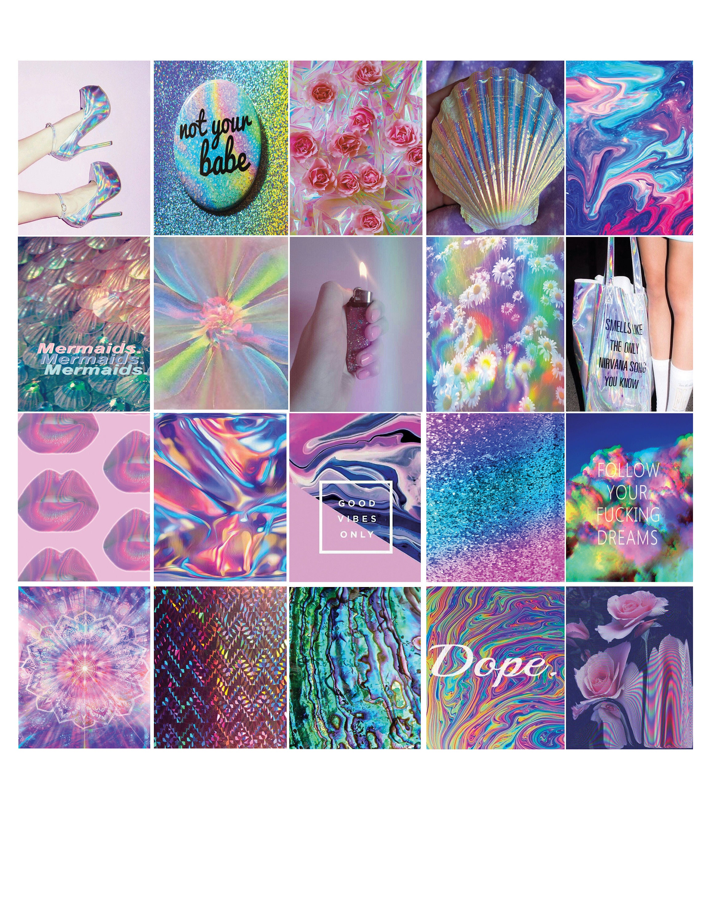 Holographic Theme Sticker Set Inspired by Erin Condren/happy Life ...