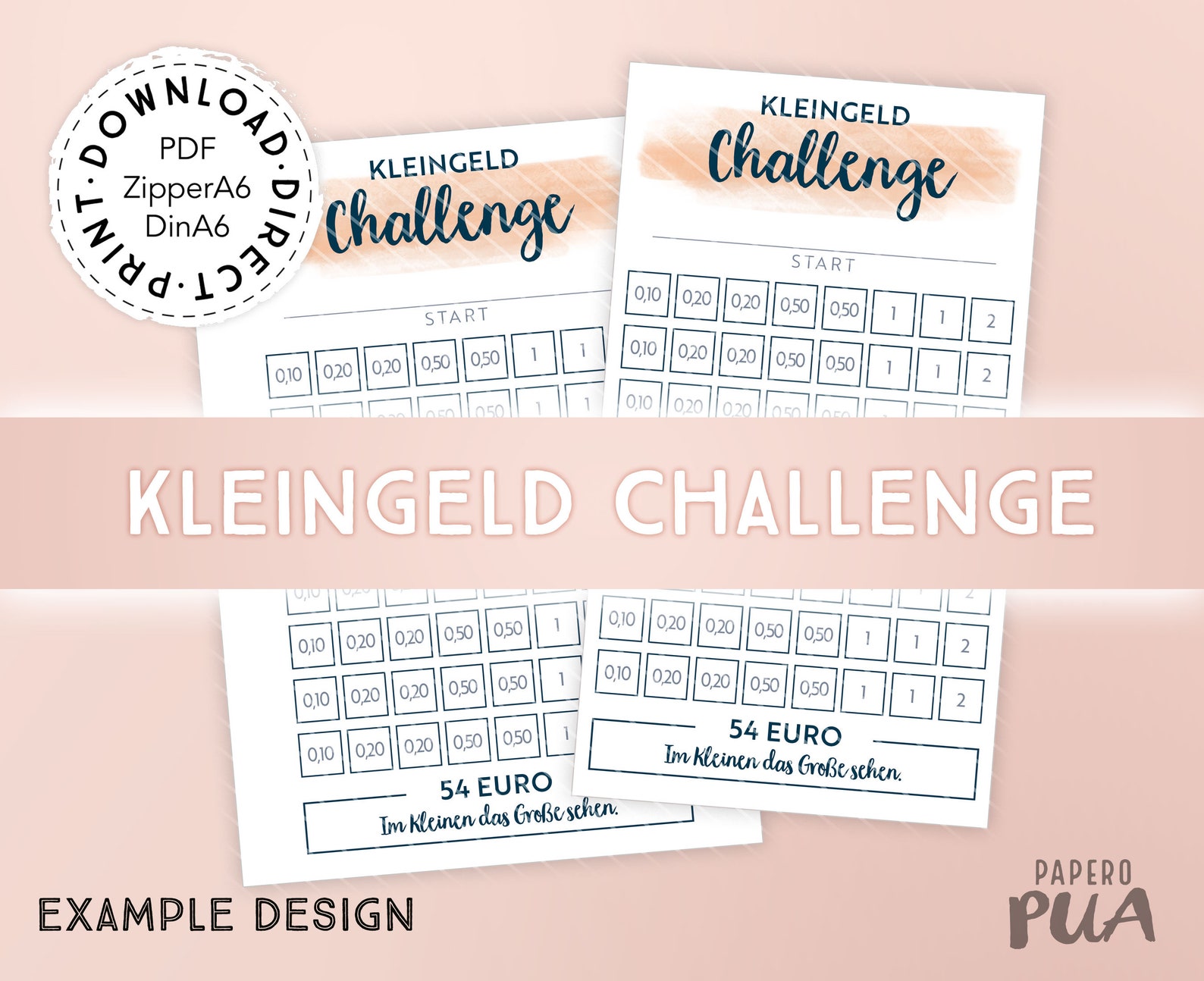 Kleingeld Challenge PDF A6 Vorlage für Umschlagmethode - Etsy.de