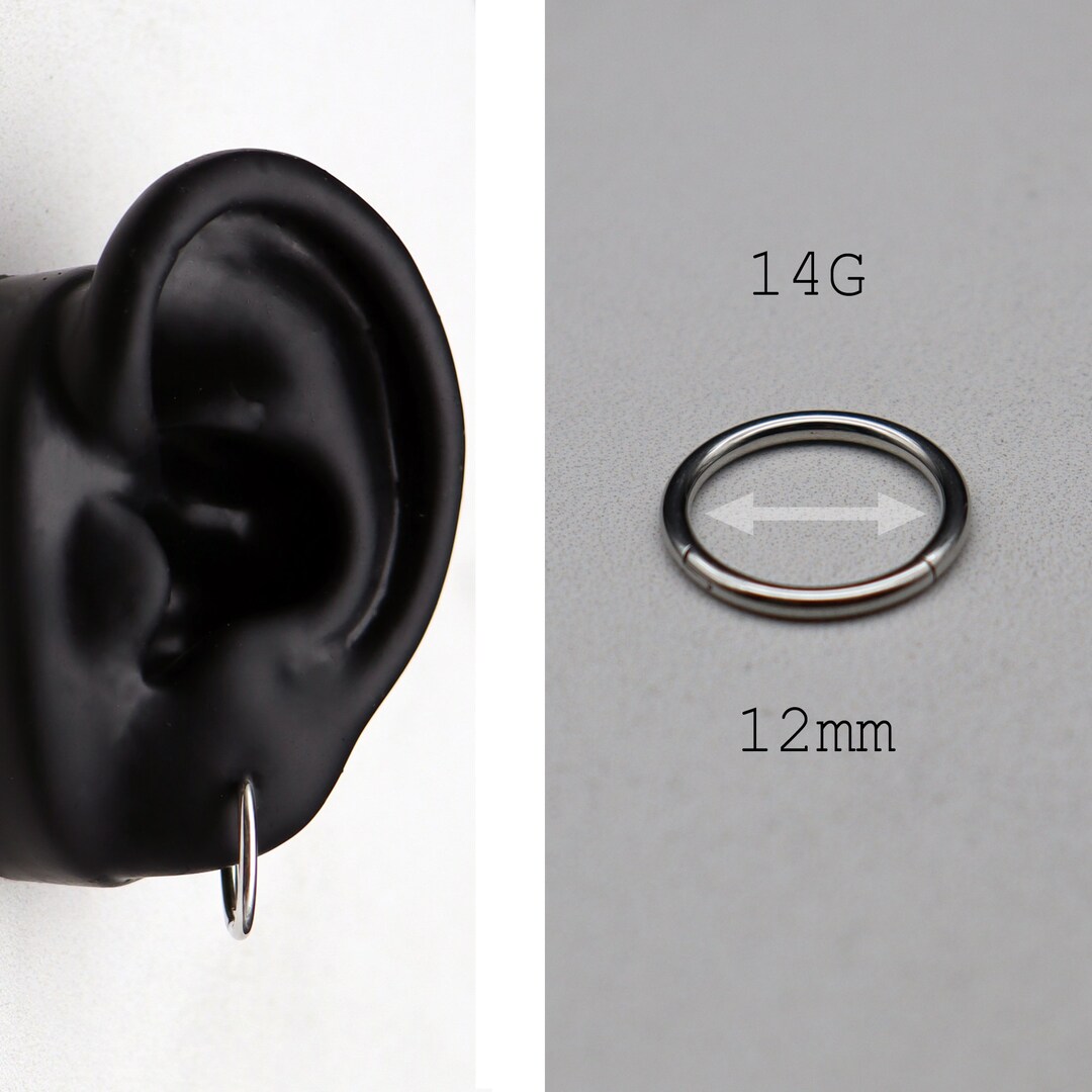 14G 12mm Cartilage Hoop | Surgical Steel | Seamless Hinged Clicker Hoop ...