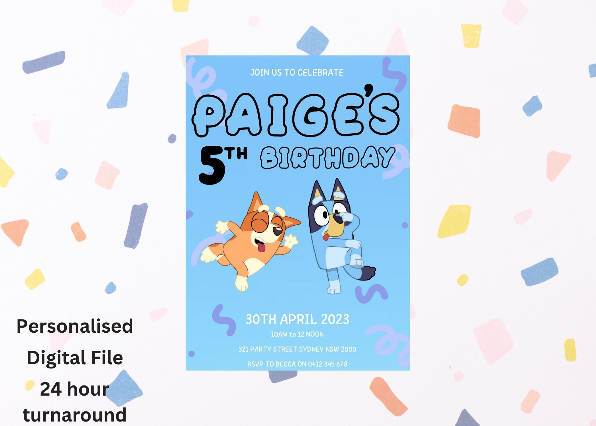 Bluey Digital Birthday Invitation Bluey Party Kids Invite - Etsy Australia