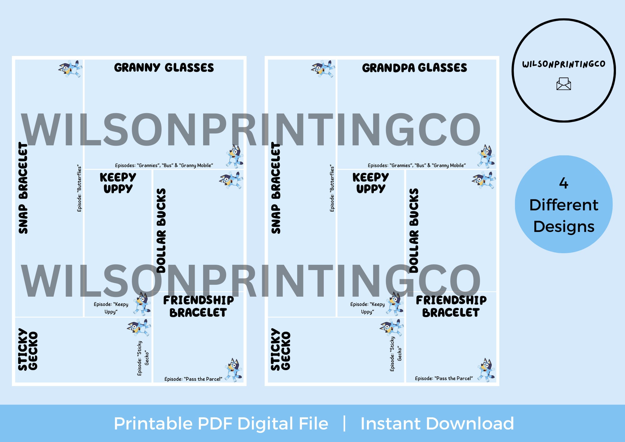 Bluey Party Favors | Printable Bingo Game (PDF) - Etsy