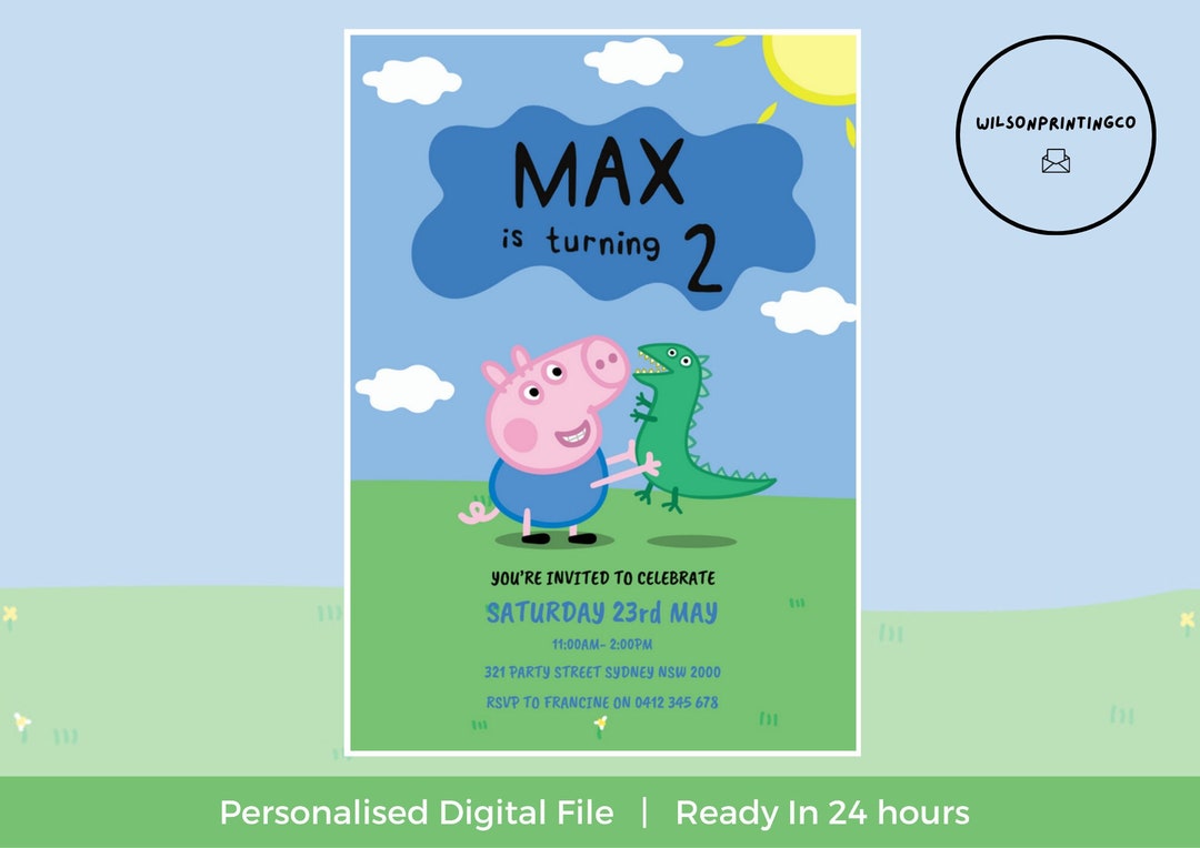 Invitación de cumpleaños digital de George Pig / Peppa Pig Party Kids ...