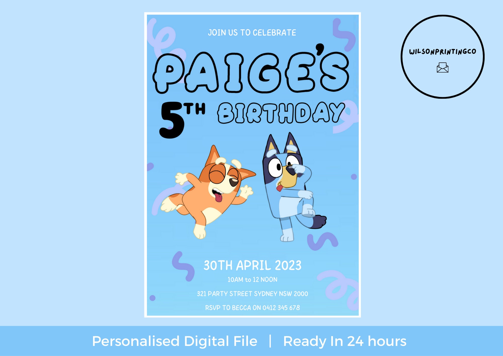 Bluey Digital Birthday Invitation | Bluey Party Kids Invite | Digital ...