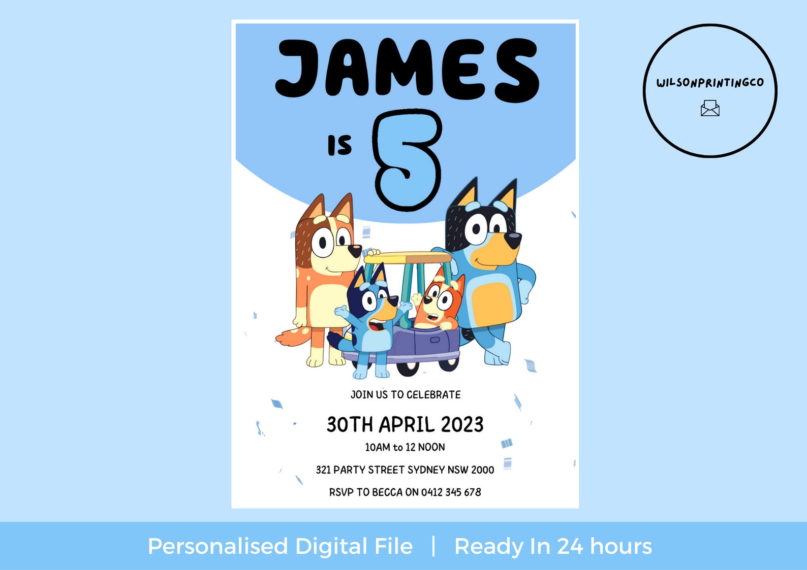 Bluey Digital Birthday Invitation | Bluey Party Kids Invite | Digital ...