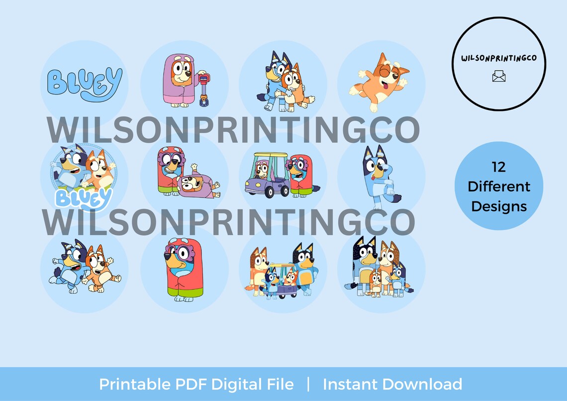 Bluey Printable Digital Cupcake Topper | Bluey Party Kids Cupcake ...