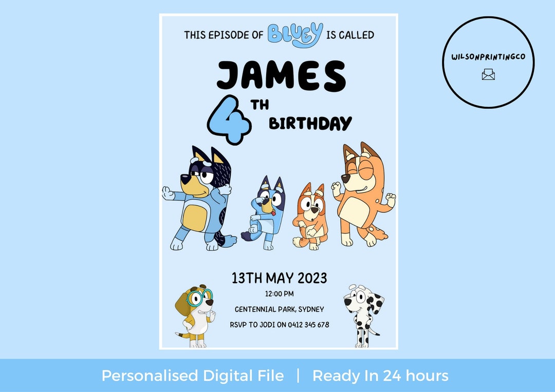 Bluey Digital Birthday Invitation | Bluey Party Kids Invite | Digital ...