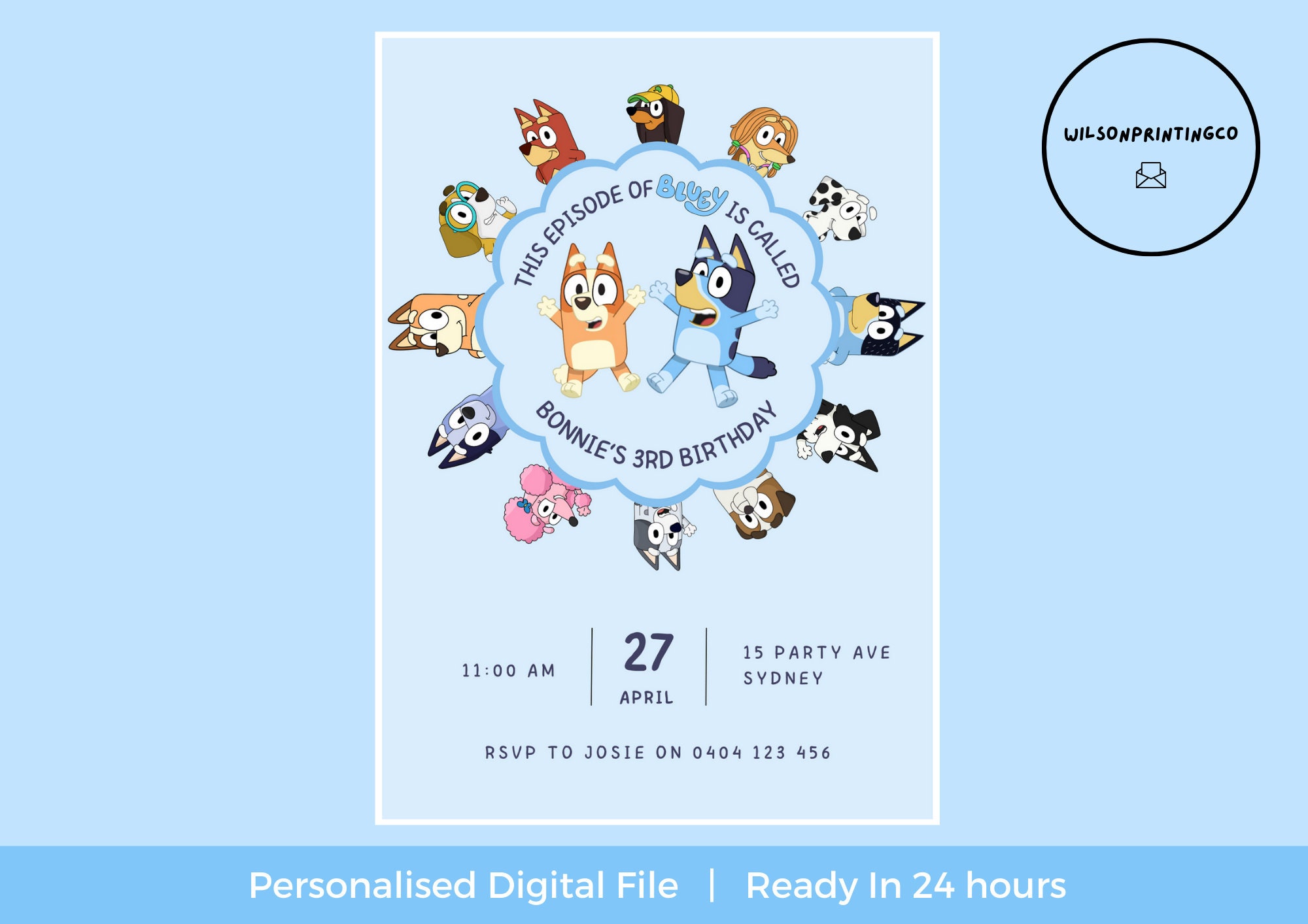 Bluey Digital Birthday Invitation Bluey Party Kids Invite Digital ...