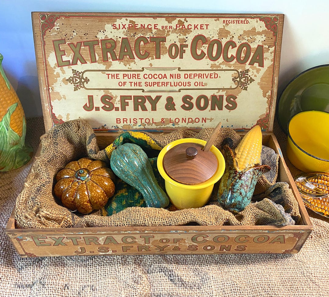 Antique 1878 J.S Fry & Sons Cocoa Box: Victorian Advertising Crate ...