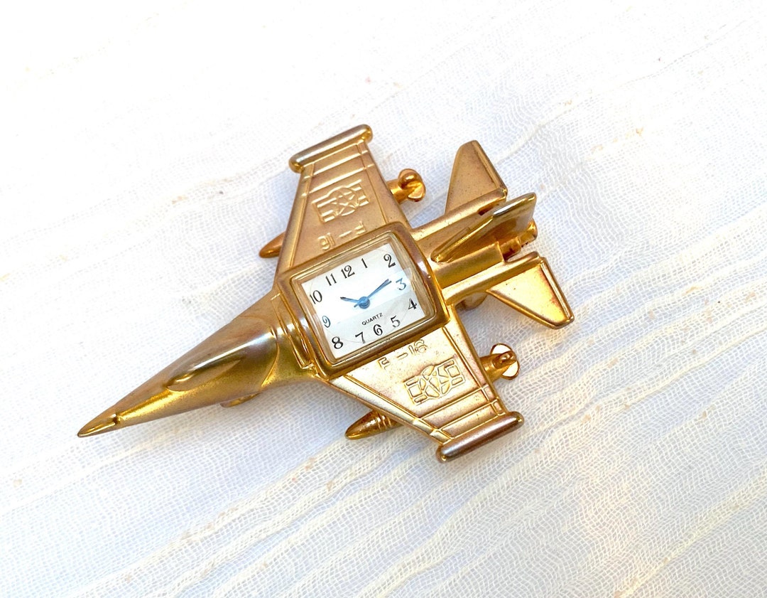 Rare Vintage Fighter Jet Plane Desk Clock F-16 Plane Novelty Clock ...