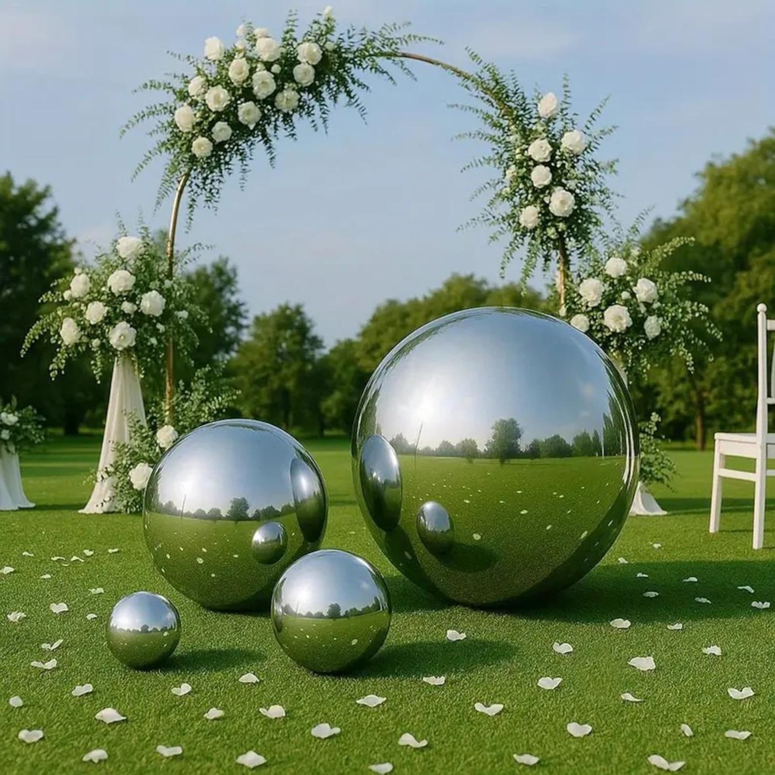 Giant 50'' Silver Orb Metallic Balloons for Wedding Party, Bachelorette ...
