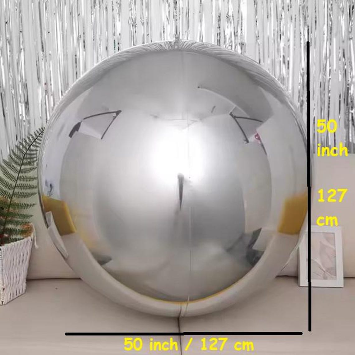 Giant 50'' Silver Orb Metallic Balloons for Wedding Party, Bachelorette ...