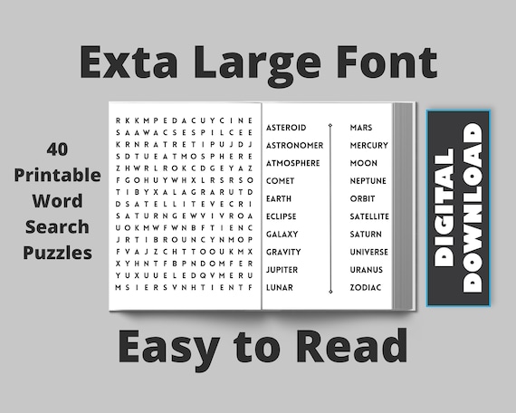 Very Large Print Word Search 40 Jumbo Font Word Search Puzzle Extra