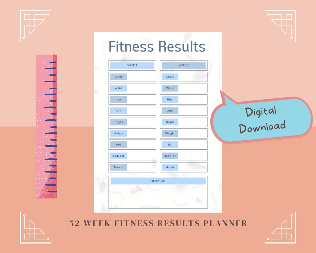 52 Week Fitness Results Tracker - Etsy