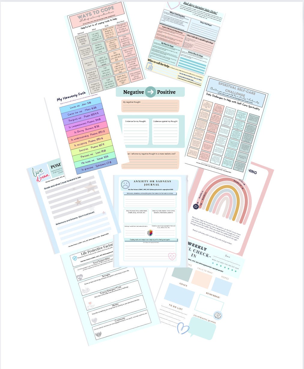 Christian Wellness and Coping Counseling Package Journal, Bible Verses ...