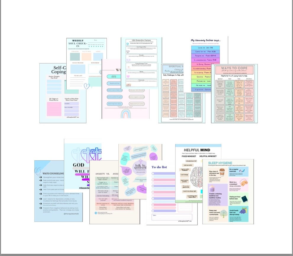 Christian Wellness and Coping Counseling Package Journal, Bible Verses ...