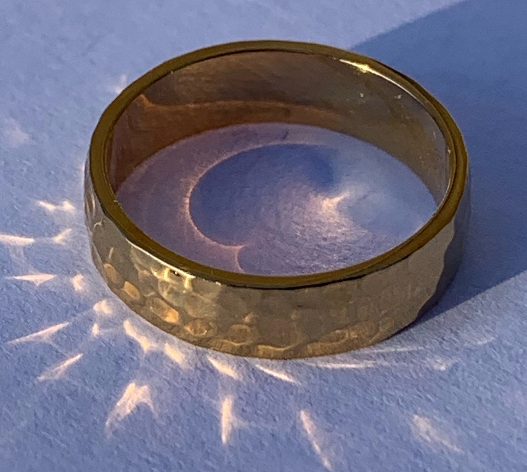 18K Gold Plated Ring Hammered Texture - Ring- Christmas Birthday Gift ...