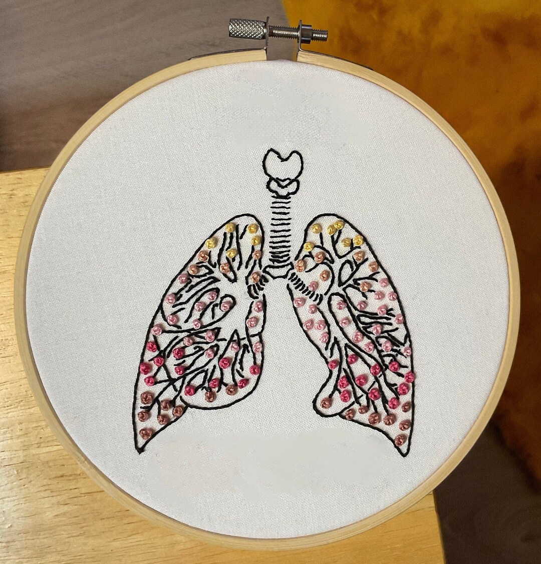 Lung Outline Embroidery PDF Pattern | Colourful Organ Embroidery | DIY ...