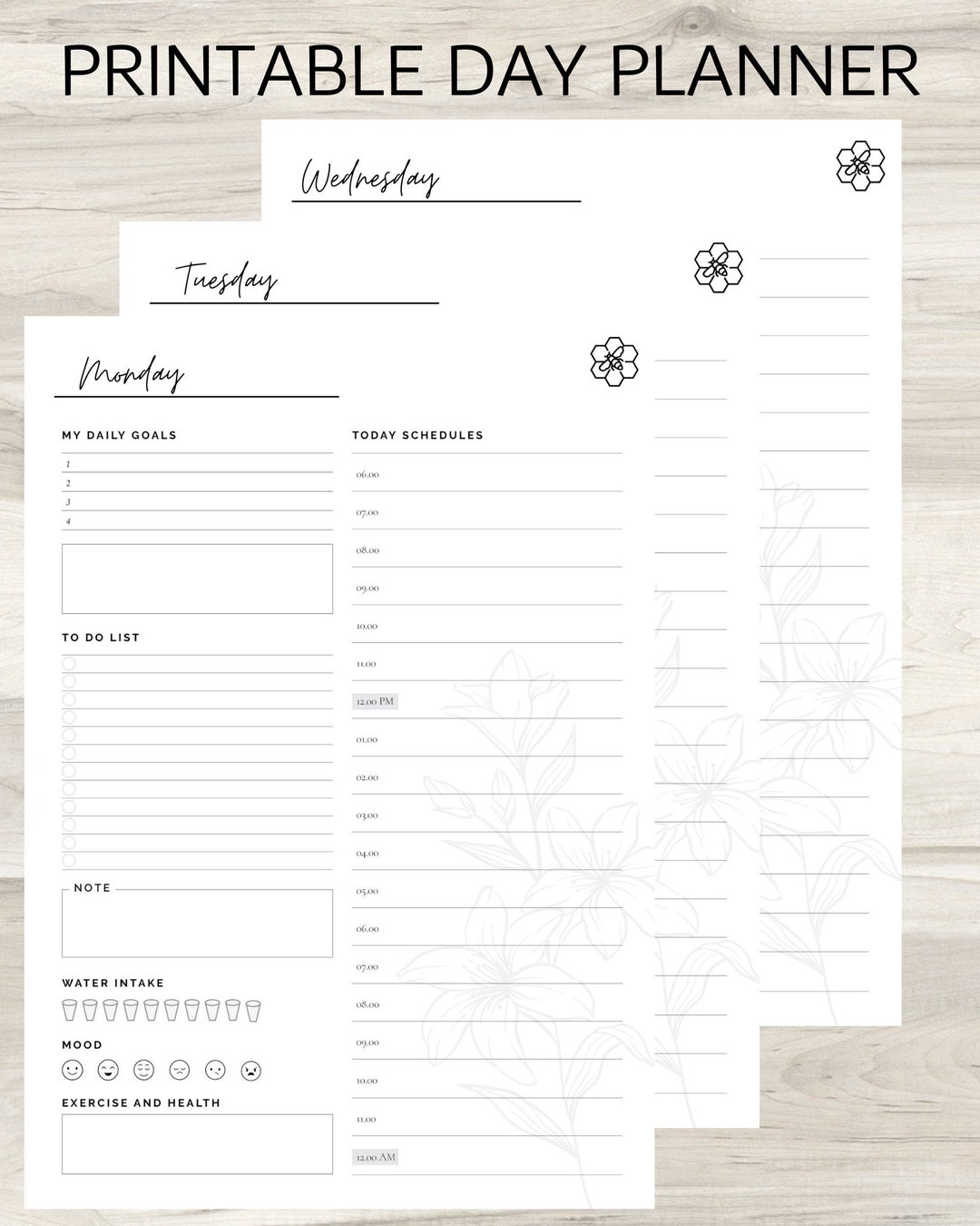 Printable Daily Planner Scheduler / Daily Goals / to Do List / Notes ...
