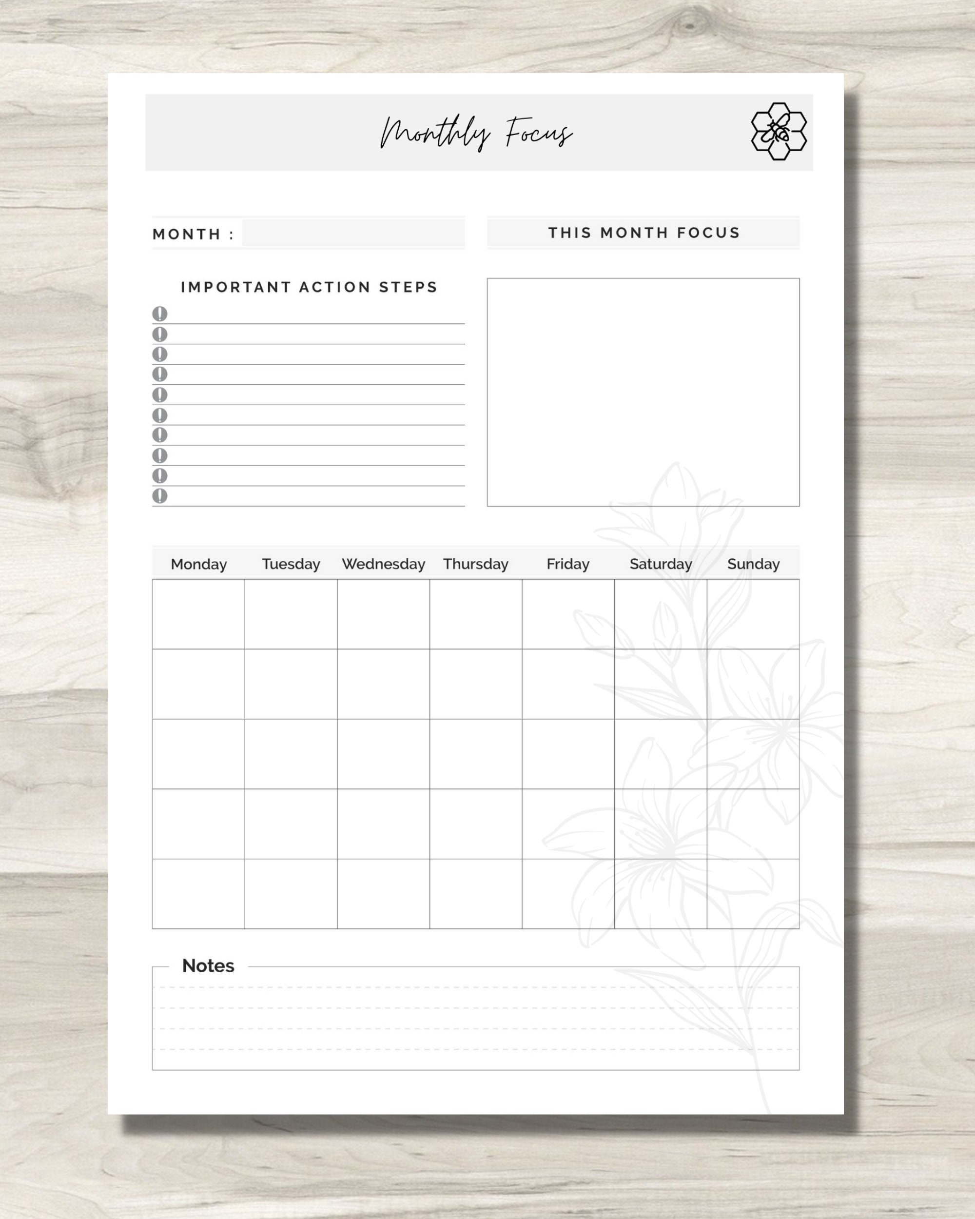 Printable Monthly Planner / Vision Board / Monthly Planner / - Etsy