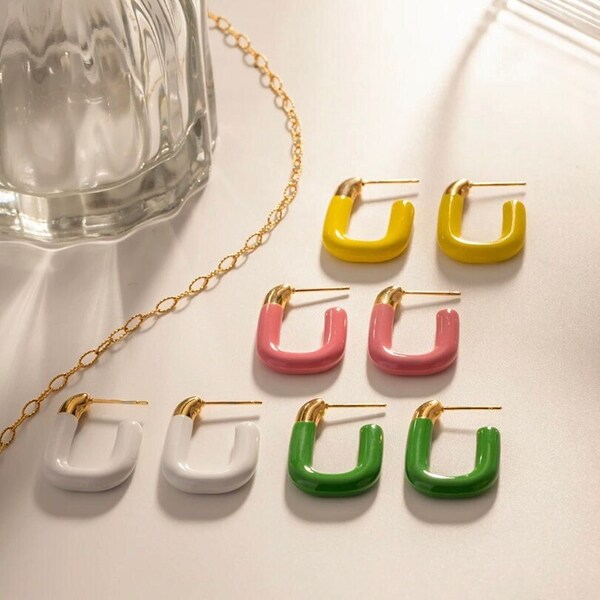 Colourful Hoop Earrings - Etsy UK