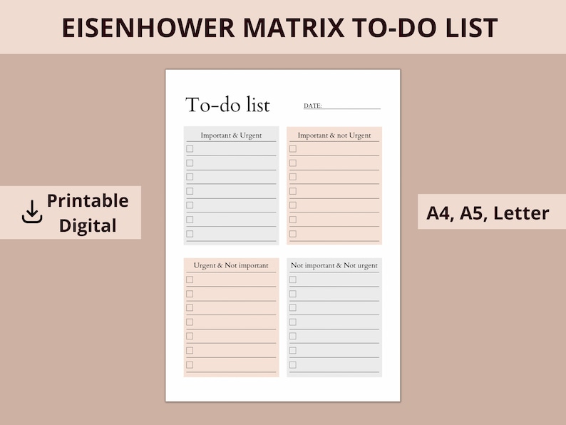 To Do List Eisenhower Matrix Printable Digital Goodnotes | Etsy