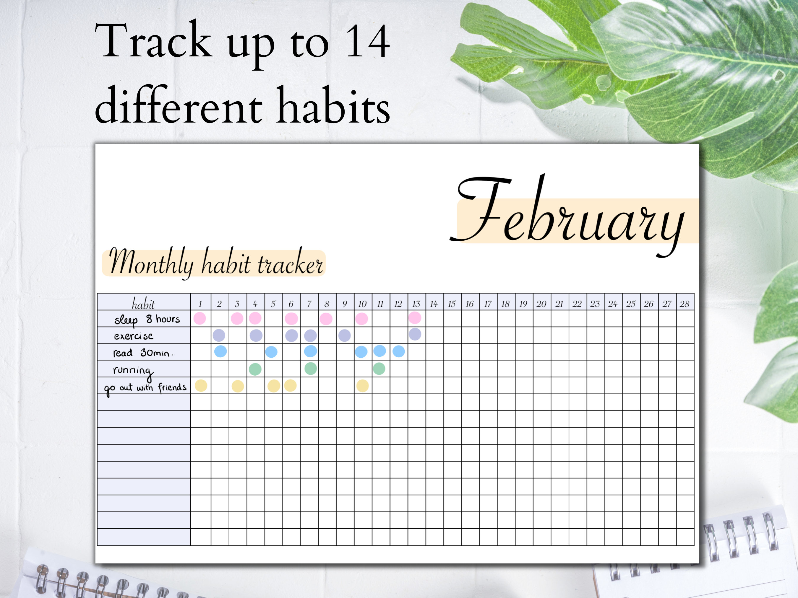 Monthly Habit Tracker Printable Template Daily Routine, 60% OFF