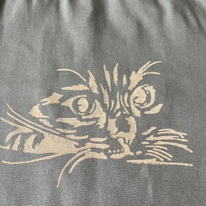 Green Fabric Basket and Drawstring Bag. Cat Face Pattern.storage ...