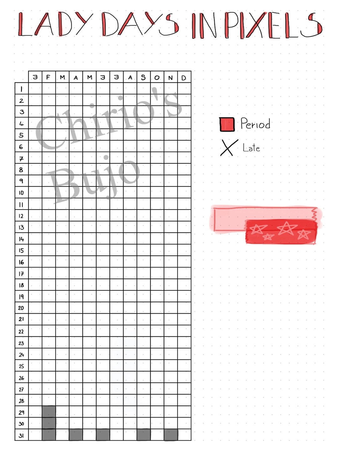 Download PERIOD in Pixels Bujo Spread - Etsy