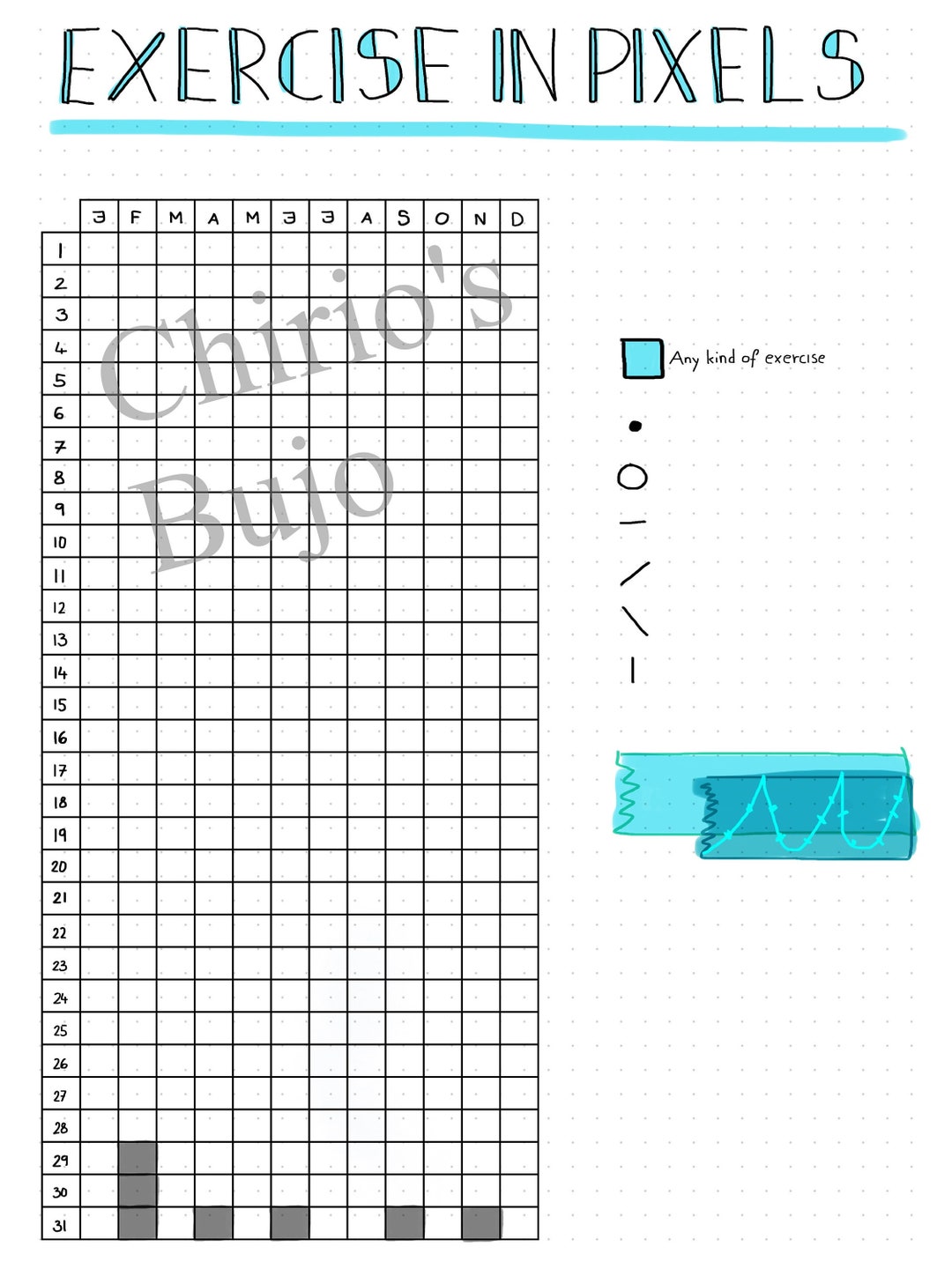 Download EXERCISE in Pixels Bujo Spread - Etsy
