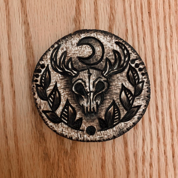Pyrography Deer Skull Birch Wood - Etsy