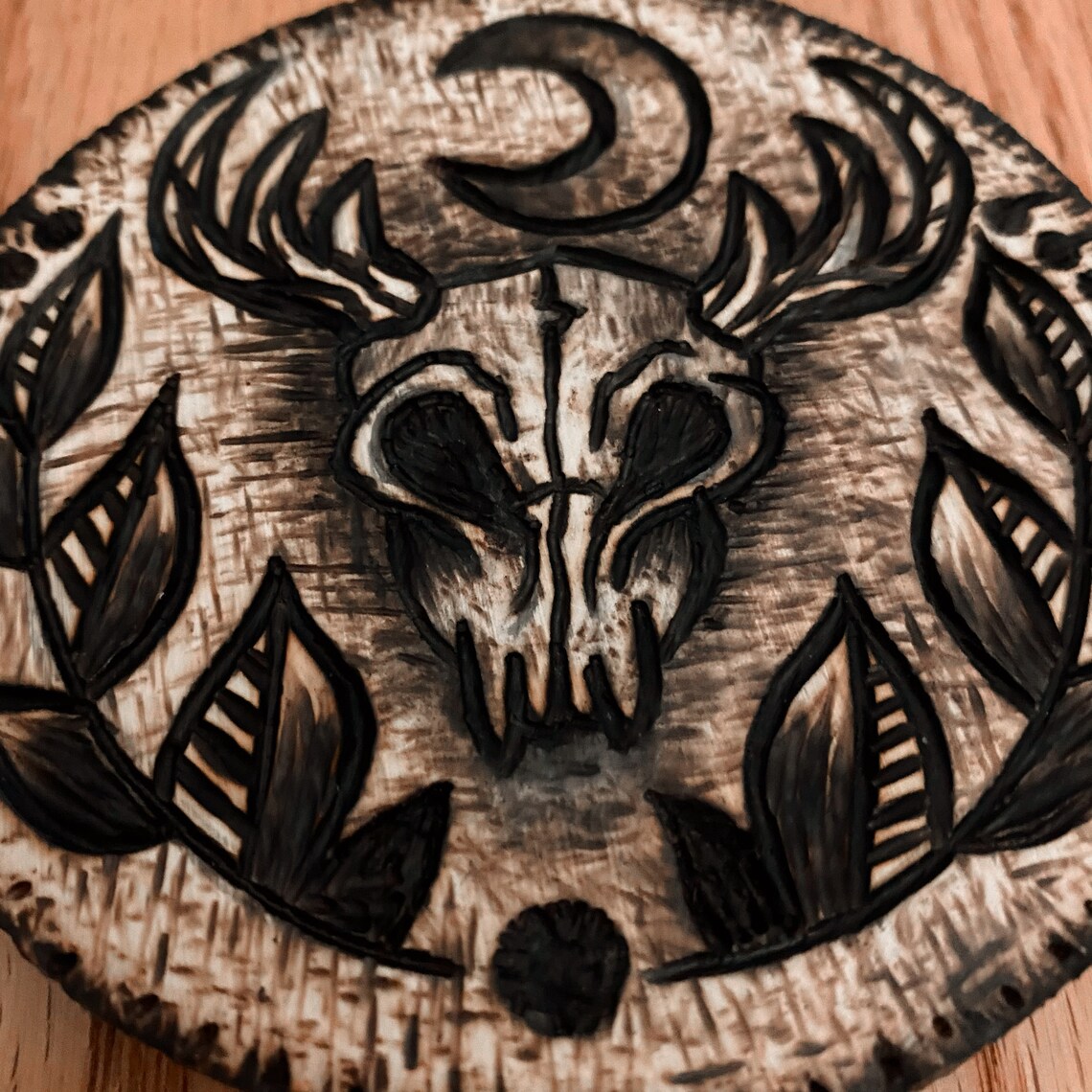 Pyrography Deer Skull Birch Wood - Etsy