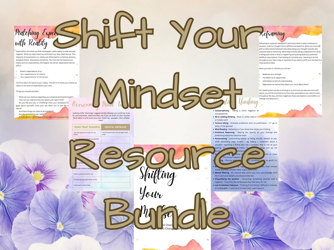 Shift Your Mindset Resource Bundle, Instant Digital Download File, CBT ...
