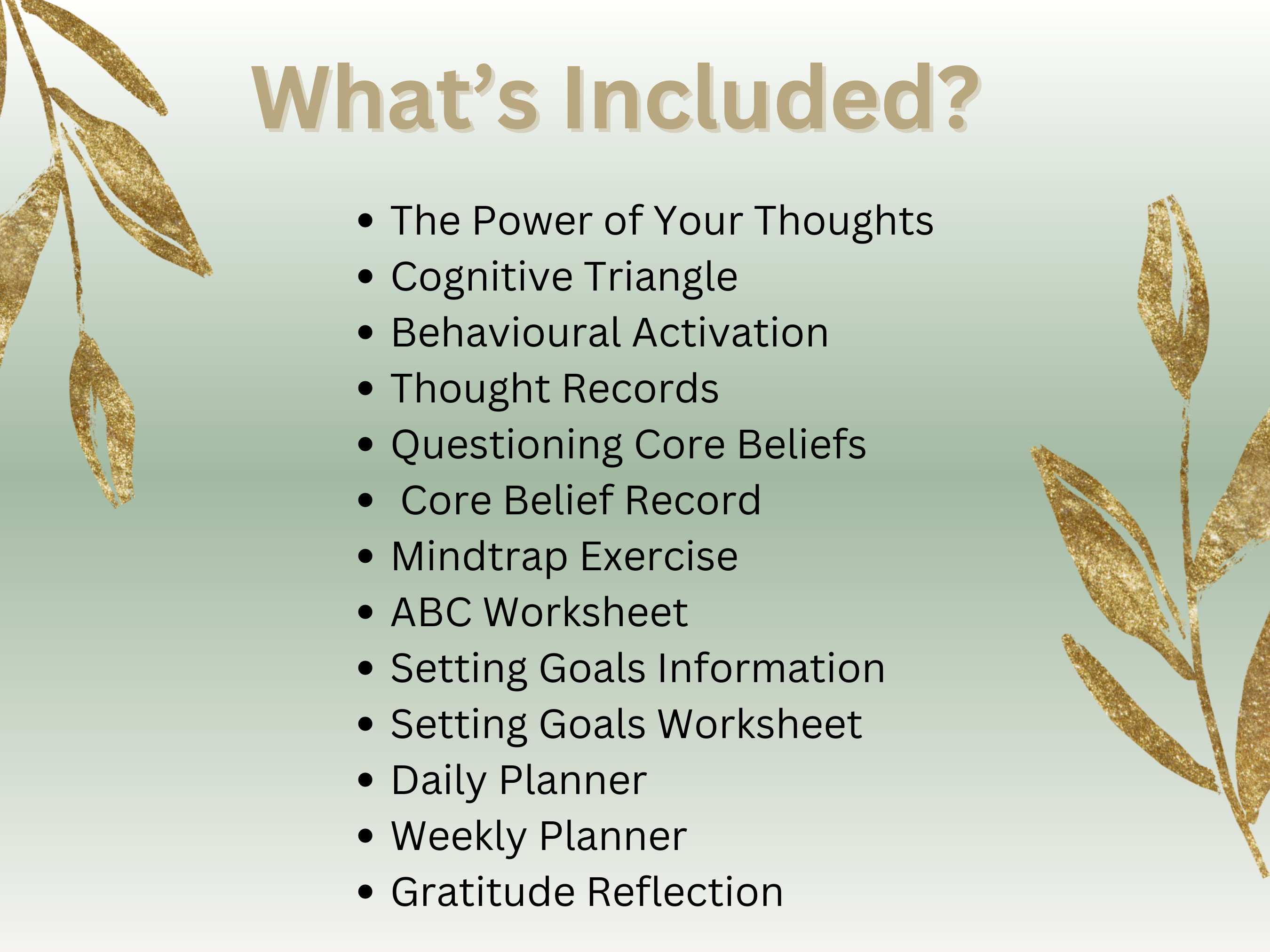 CBT, Therapy Digital Printable Worksheets Sage & Cream Over 20 Pages ...