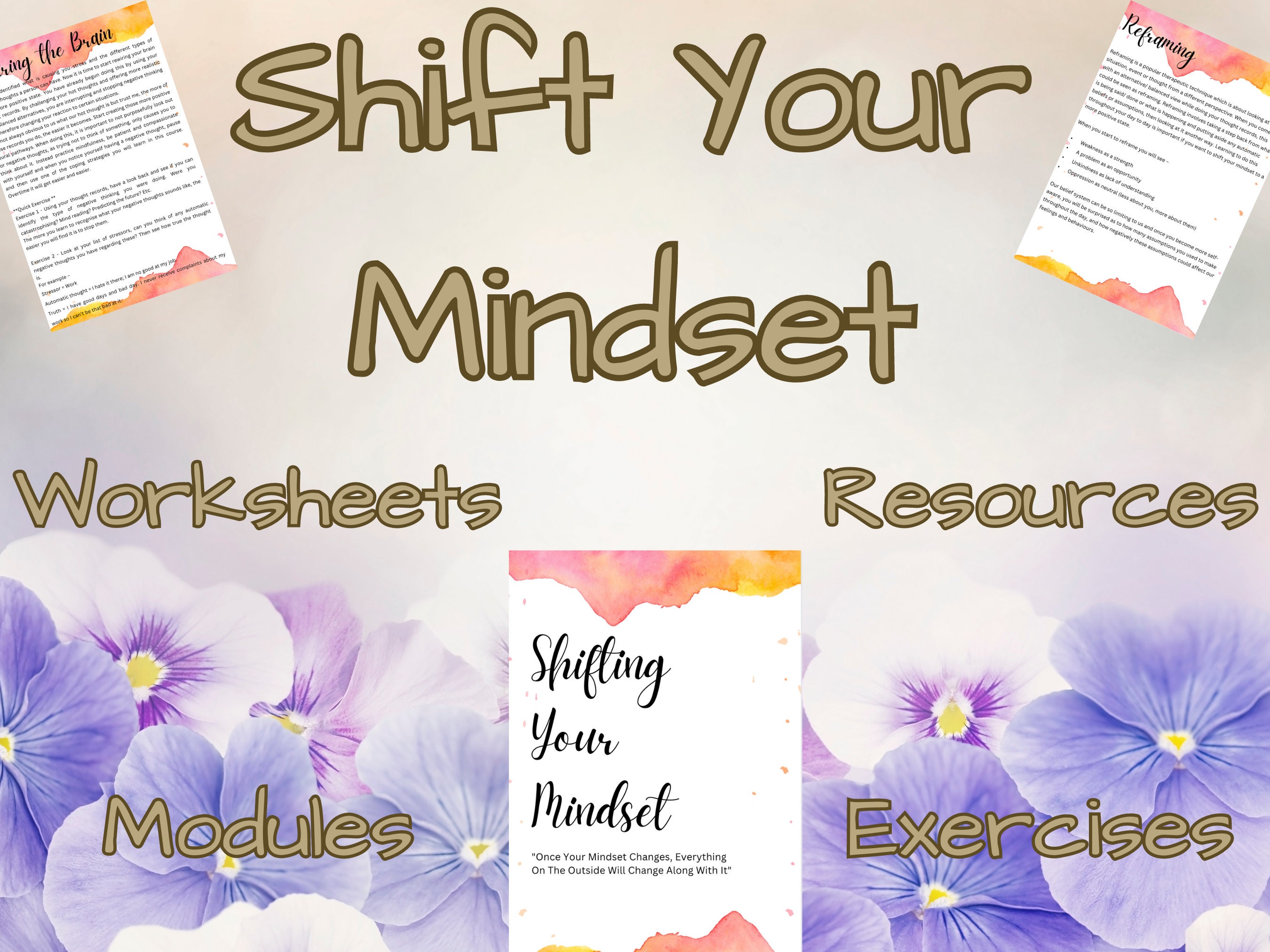 Shift Your Mindset Resource Bundle, Instant Digital Download File, CBT ...