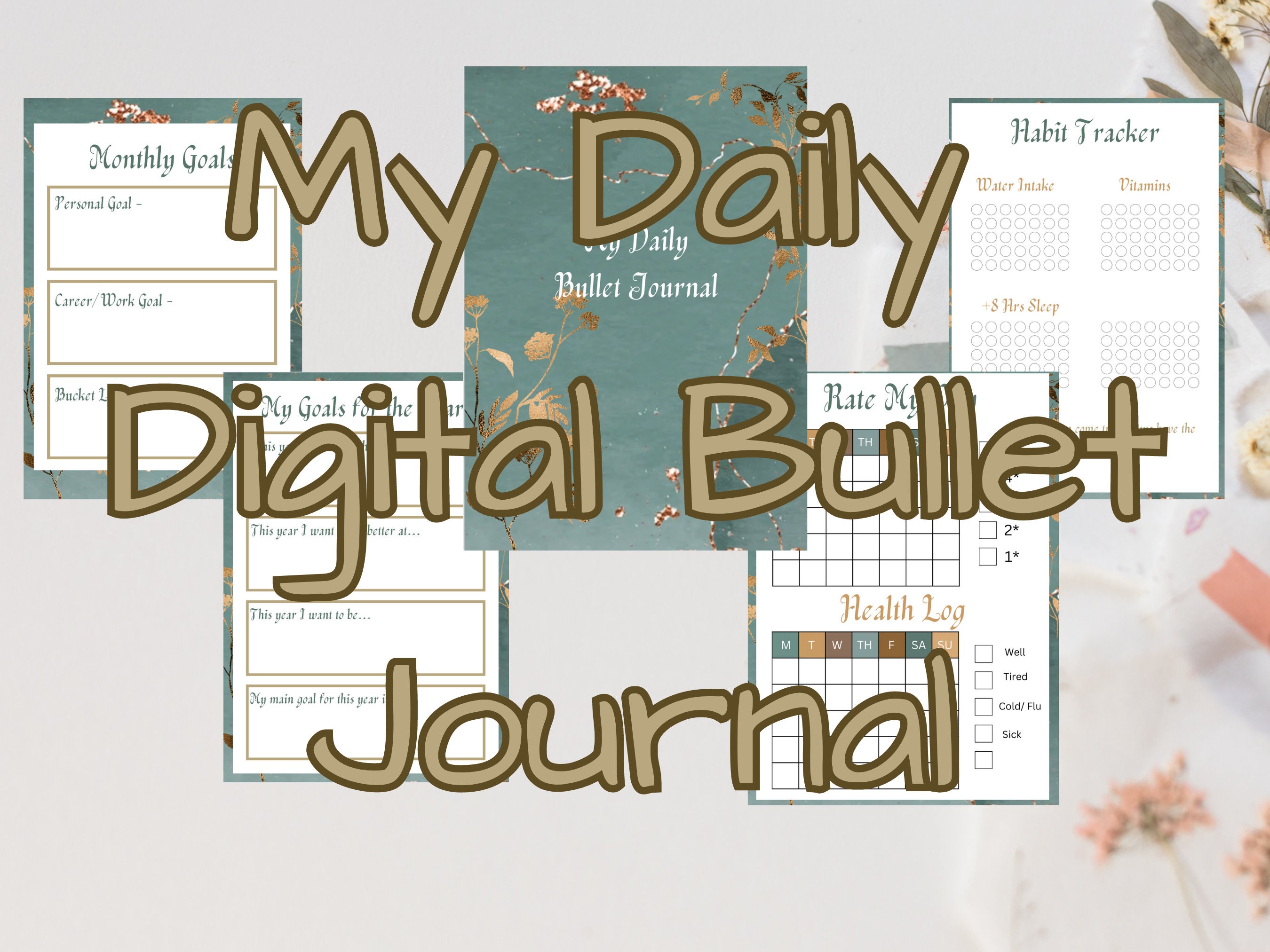 My Digital Bullet Journal, Daily Reflection, Habit Tracker, Setting ...