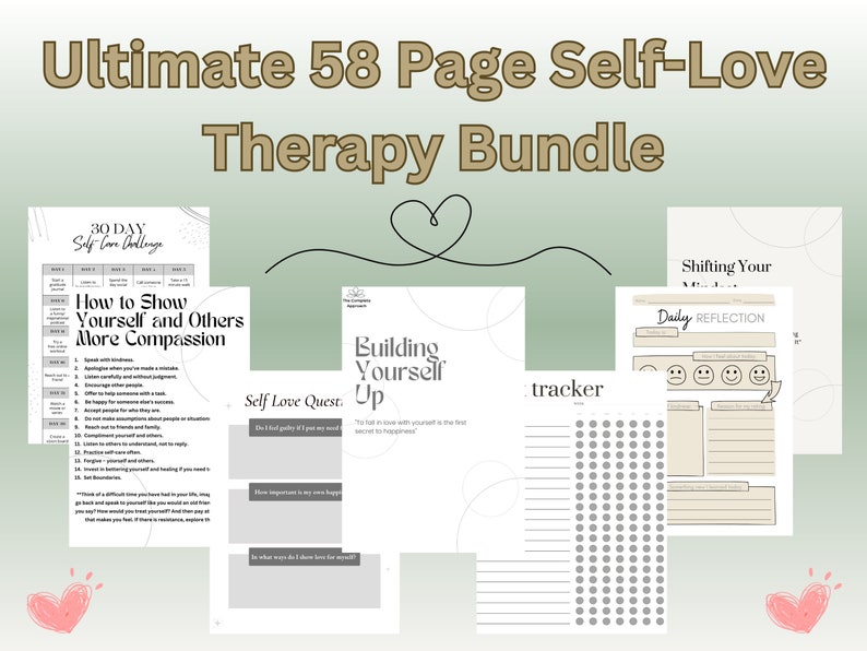 Ultimate Self-love Therapy Bundle, 58 Page Digital Download, Printable ...