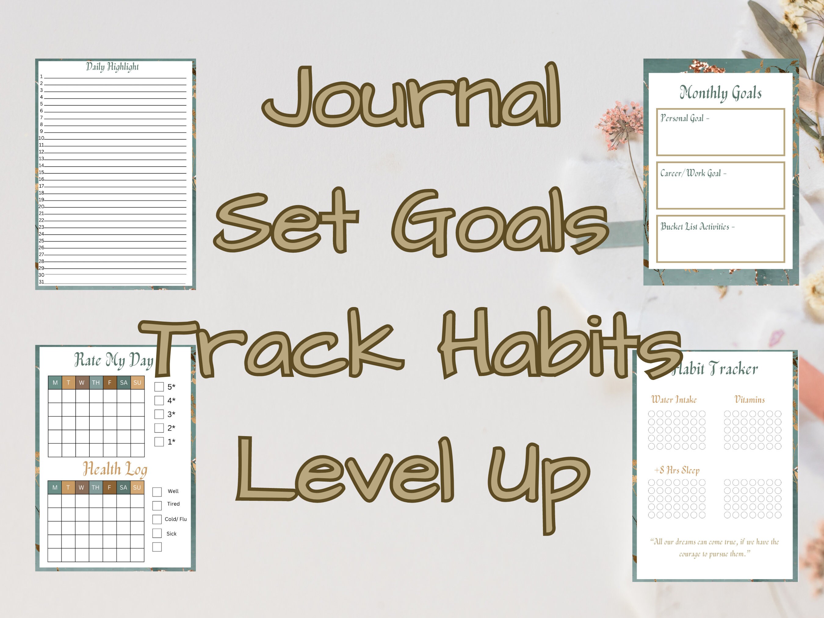 My Digital Bullet Journal, Daily Reflection, Habit Tracker, Setting ...