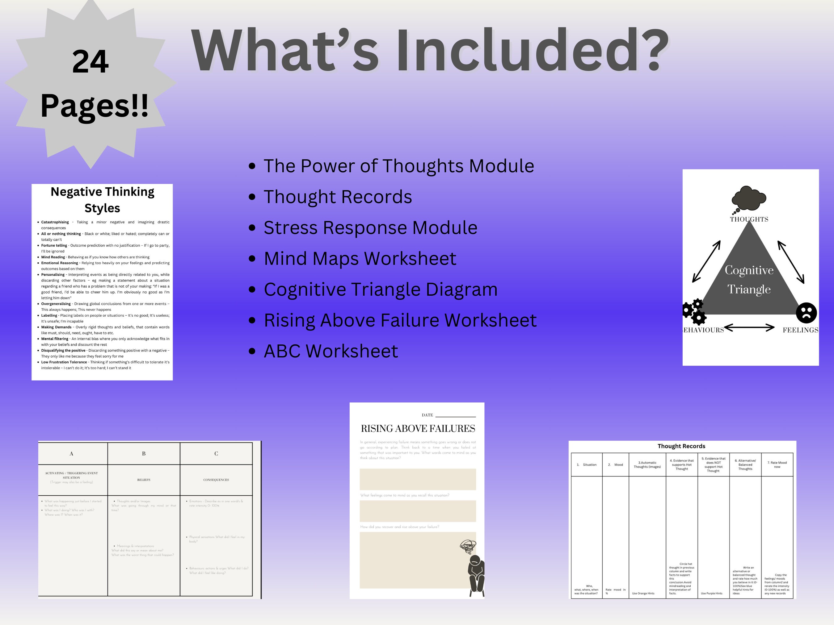 Power of Thoughts, CBT Worksheets, Online Course Module and Activities ...