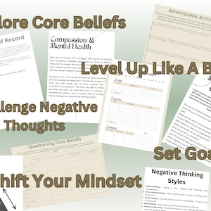 CBT, Therapy Worksheet Bundle, Downloadable and Printable, in Black ...