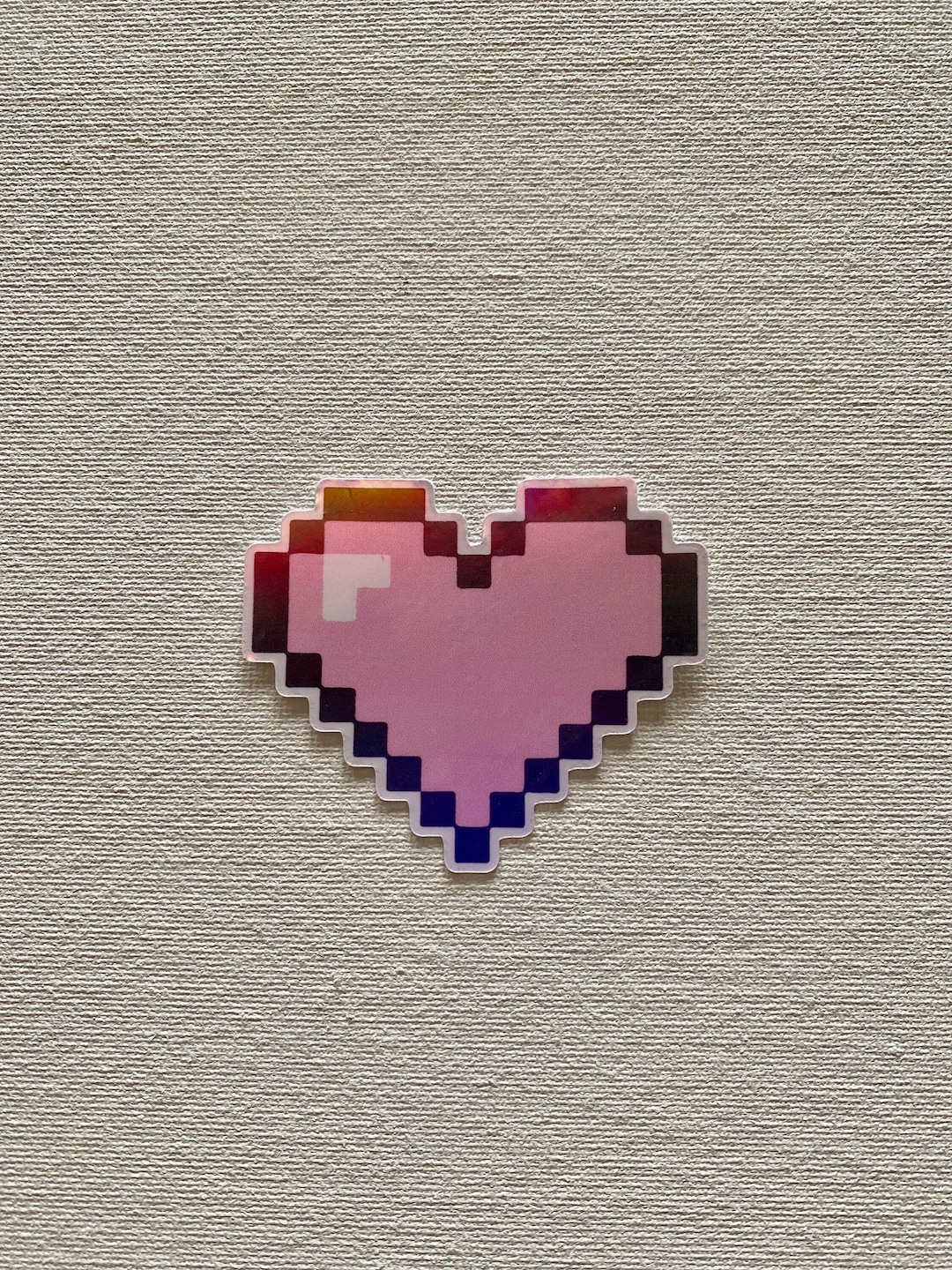 Holographic Pink Pixel Heart Sticker - Etsy