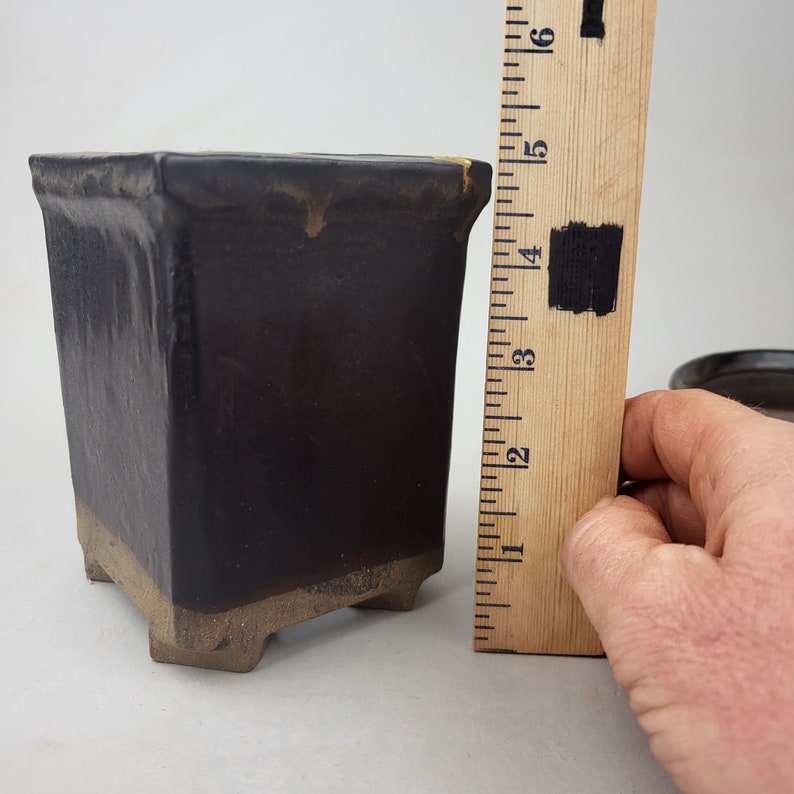 Tenmoku Bonsai Pot With Faux Kintsugi - Etsy