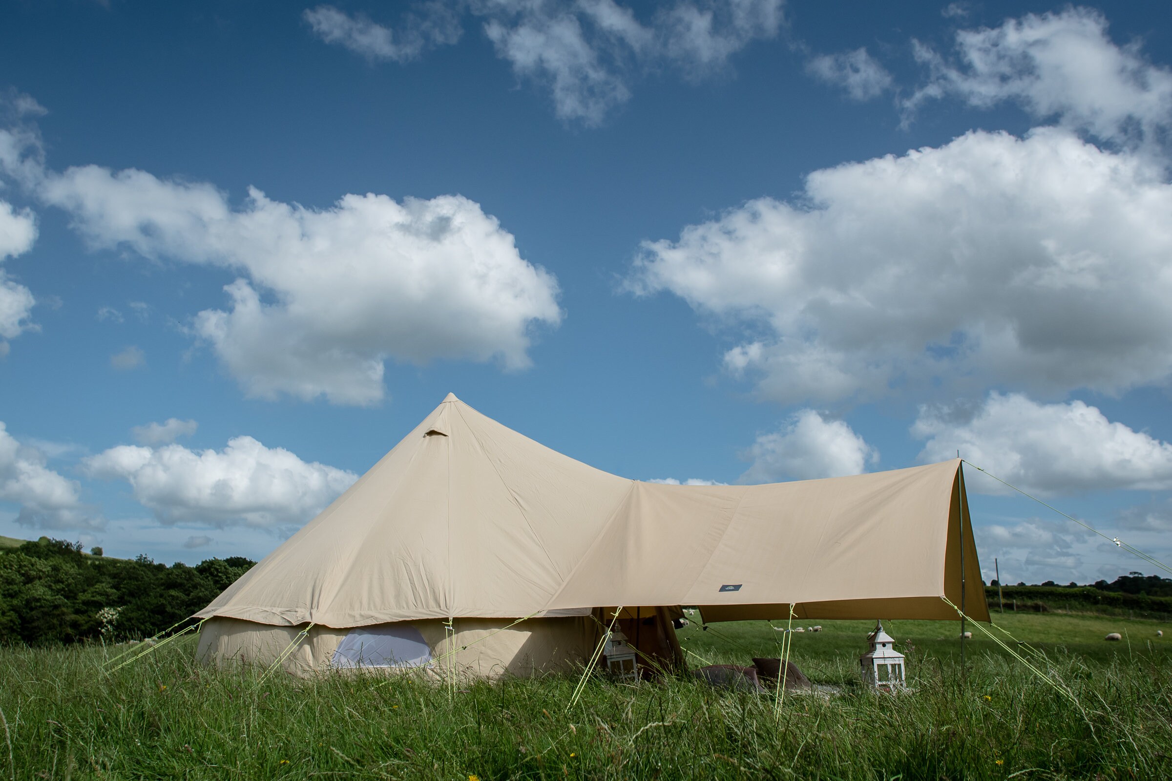 Bell Tent Awning 100% Cotton Canvas, 360x240cm for 4m, 5m, 6m Bell Tent ...