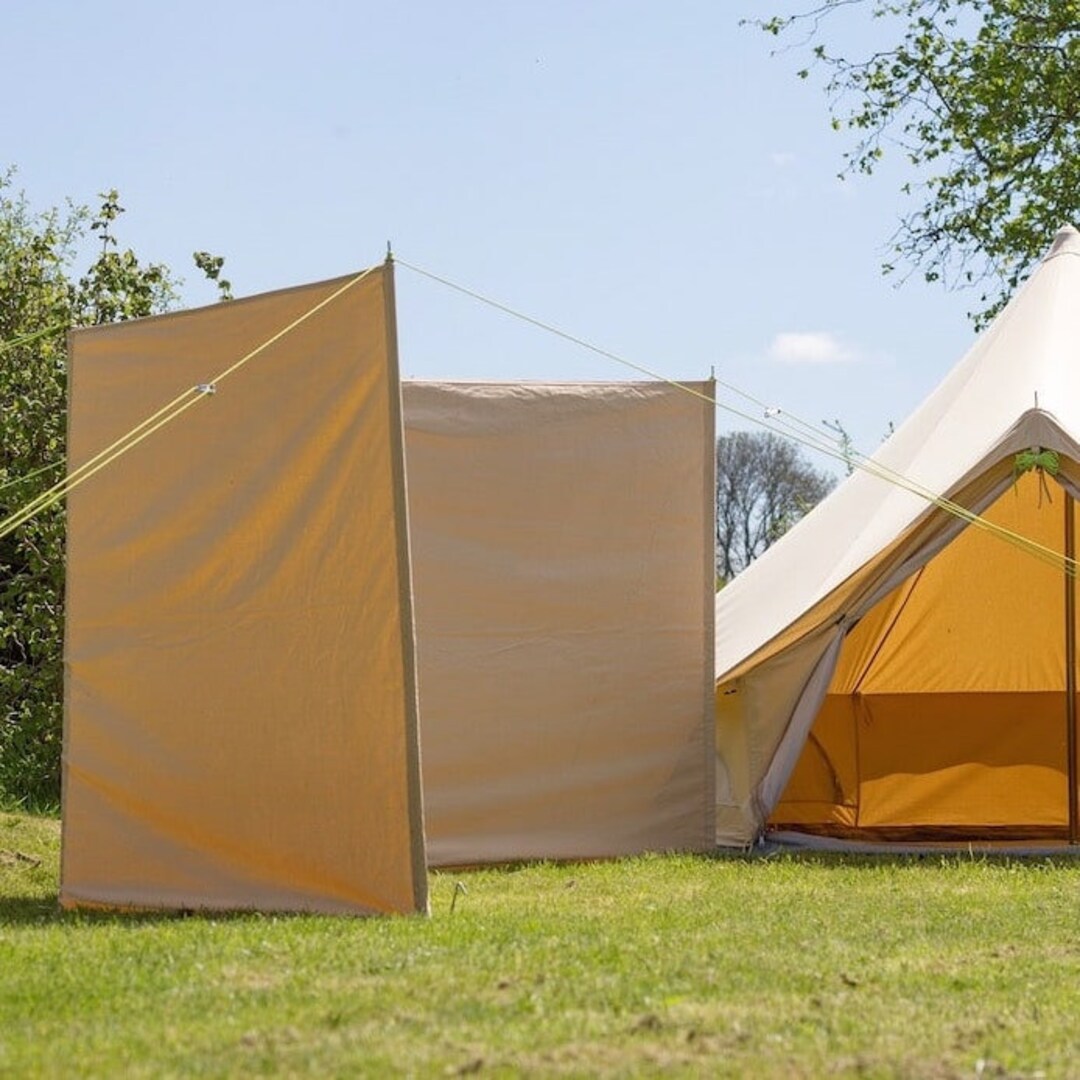 Windbreak 100% Cotton Canvas in Sand or Grey With Wooden Poles, 4.8m X ...