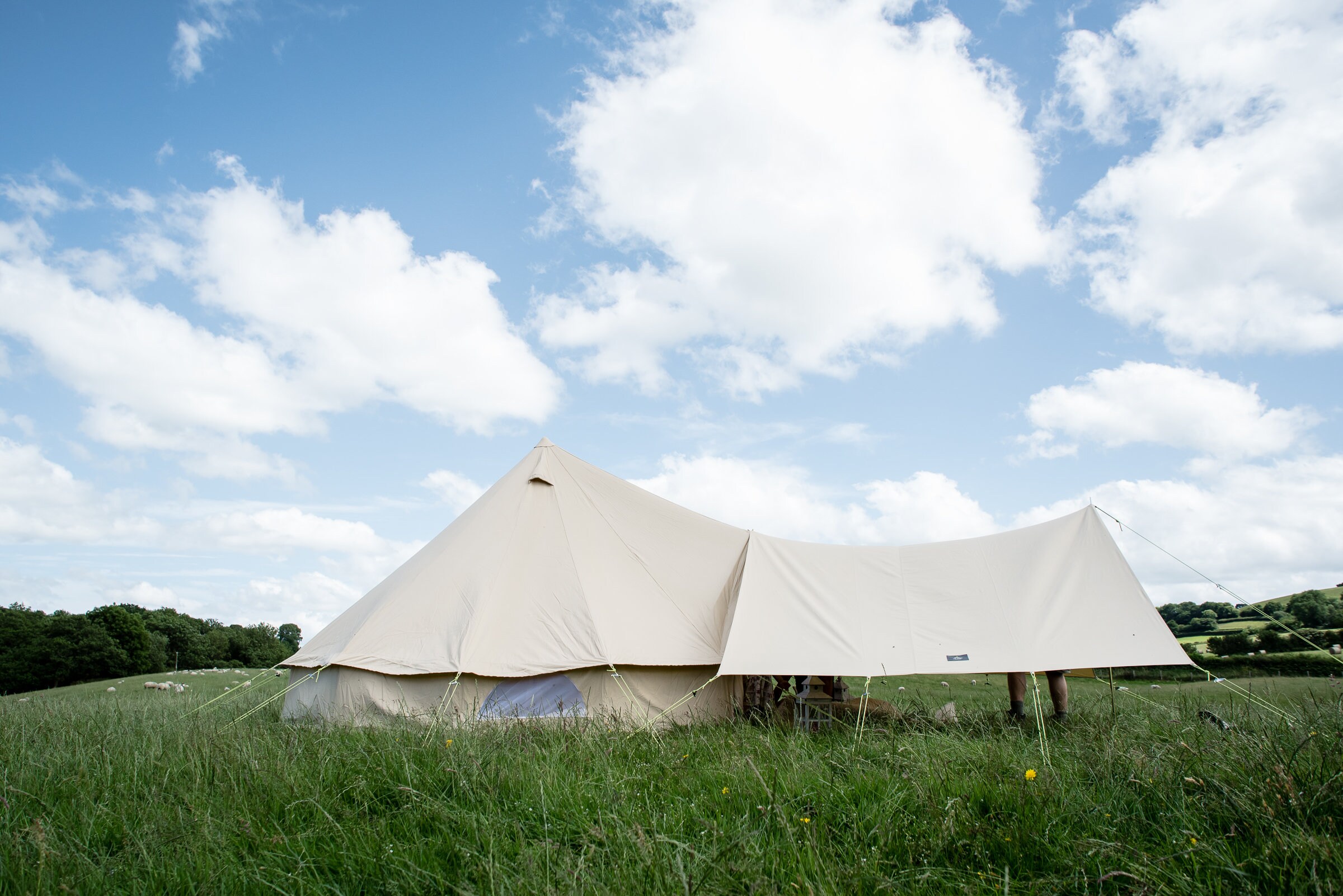 Bell Tent Awning 100% Cotton Canvas, 360x240cm for 4m, 5m, 6m Bell Tent ...