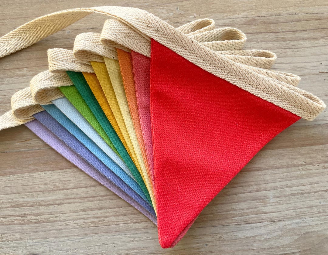Ombre Rainbow Mini Bunting | 12 Colours | Double-sided | Premium Cotton ...